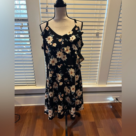 Almost Famous | Dresses | Almost Famous Black Floral Asymmetrical Dress ...
